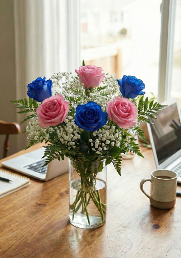 Rêve Bleu et Rose – Roses Bicolores | Fleuriste Du Charme en fleurs